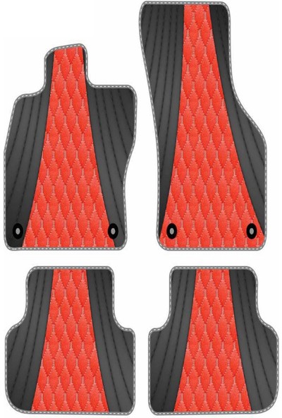 Tegin Honda Jazz 2 2009-2014 Kırmızı Deri Siyah Deri Desenli Gri Kenar Paspas