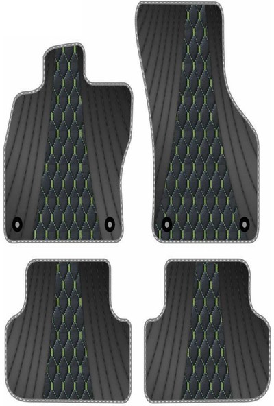 Tegin Mercedes x Class 2017 ve Sonrası Siyah Deri Fıstık Yeşili Dikişli Siyah Deri Desenli Gri Kenar Paspas Tegin Mercedes x Class 2017 ve Sonrası Siyah Deri Fıstık Yeşili Dikişli Siyah Deri Desenli Gri Kenar Paspas