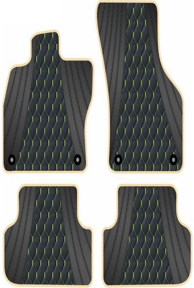 Tegin Jaguar X-Type Serisi Siyah Deri Fıstık Yeşili Dikişli Siyah Deri Desenli Bej Kenar Paspas Tegin Jaguar X-Type Serisi Siyah Deri Fıstık Yeşili Dikişli Siyah Deri Desenli Bej Kenar Paspas