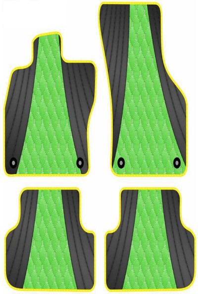 Tegin Seat Altea 2004 ve Sonrası Gri Deri Siyah Deri Desen Sarı Kenar Paspas