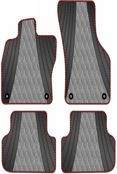Tegin Porsche Cayman 981 2012-2016 Gri Deri Siyah Deri Desen Bordo Kenar Paspas Tegin Porsche Cayman 981 2012-2016 Gri Deri Siyah Deri Desen Bordo Kenar Paspas