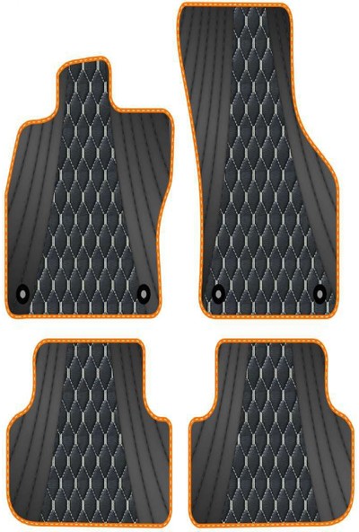 Tegin Mitsubishi Lancer x 2007-2017 Bej Dikiş Siyah Deri Desen Turuncu Kenar Paspas