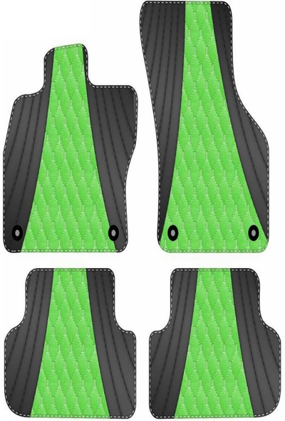 Tegin Peugeot 207CC 2007 ve Sonrası Uyumlu Yeşil Deri Siyah Deri Desen Paspas