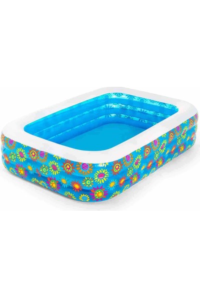 Bestway Dikdörtgen Çiçek Desenli 3 Halka Çocuk Havuzu