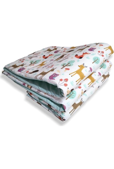 Bebek Özel Bebek/Çocuk Beşik Kenar Koruma 120X200 Beşik Için (4 Parça) Sevimli Orman/mint