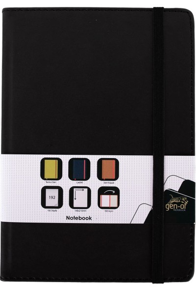Gen-Of İzometrik Noktalı Termo Deri Lastikli Defter 14 x 20 cm Siyah