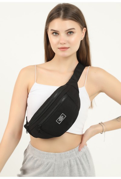 Siyah U8 Bel Çantası 2 Bölmeli En:38 Boy:17 Genişik:7