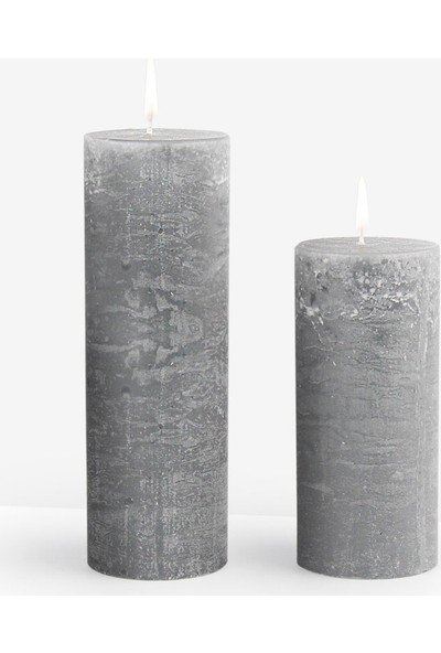 Coho Lumina Rustic Antrasit Silindir Mum - 20&15 cm - 2 Li Set Coho Lumina Rustic Antrasit Silindir Mum - 20&15 cm - 2 Li Set