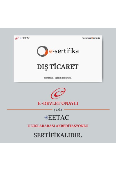 E-Sertifika Dış Ticaret Eğitimi (E-Devlet / EETAC Onaylı Sertifikalı)