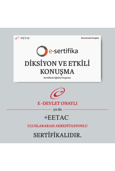 E-Sertifika Diksiyon ve Etkili Konuşma Eğitimi (E-Devlet / EETAC Onaylı Sertifikalı) E-Sertifika Diksiyon ve Etkili Konuşma Eğitimi (E-Devlet / EETAC Onaylı Sertifikalı)