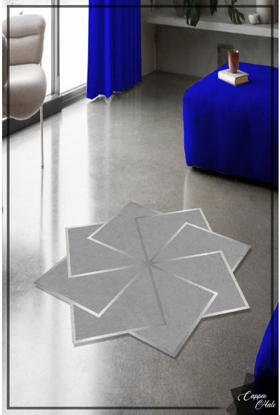 Cappio Halı Eskitme Gri Prizma Halı (Makinada Yıkanabilir Kaymaz DotTaban) - CP547