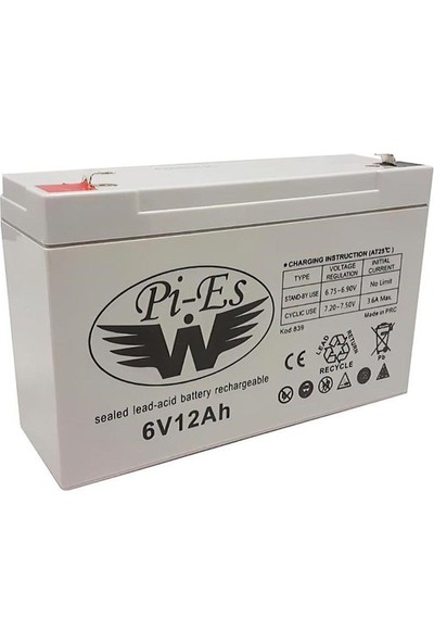 Pi-Es Şimşek Akülü Atv Motor Araba Için Uyumlu - Akü 6V 12AH - 6 Volt 12 Amper Kuru Tip Akü Batarya Pili Pi-Es Şimşek Akülü Atv Motor Araba Için Uyumlu - Akü 6V 12AH - 6 Volt 12 Amper Kuru Tip Akü Batarya Pili