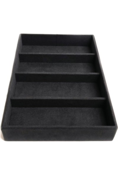 İsdeksan Gözlük Standı 4 Bölmeli Özel Kumaş Takı Aksesuar Standı Düzenleyici Antrasit