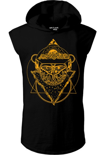 Artaport Design Pervane Tasarım Kapüşonlu Kolsuz Siyah T-Shirt Artaport Design Pervane Tasarım Kapüşonlu Kolsuz Siyah T-Shirt
