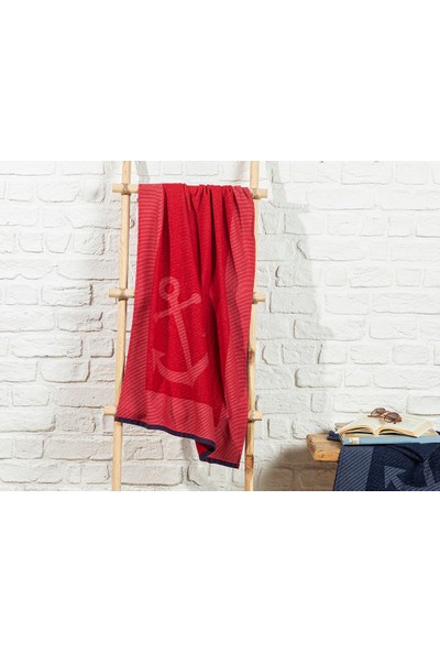 English Home Anchor Jakarlı Plaj Havlusu 70X150 cm Kırmızı