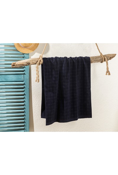 English Home Jakarlı Plaj Havlusu 70X150 cm Lacivert