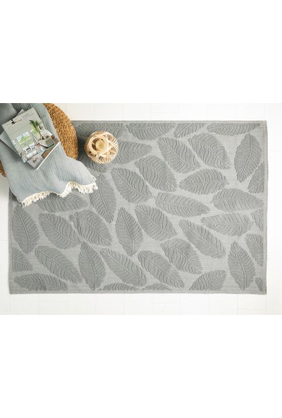 English Home Leafy Pamuklu Kilim 60X100 cm Gri English Home Leafy Pamuklu Kilim 60X100 cm Gri