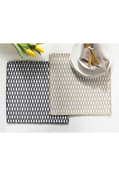 English Home Anchor Pamuk 2'li Amerikan Servis 40 x 40 cm Bej - Siyah