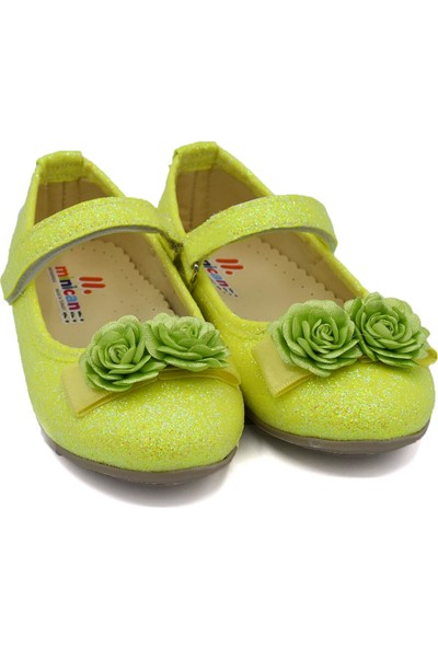 Odesa Ayakkabı Kız Çocuk Çift Çiçek Fiyonklu Simli Babet