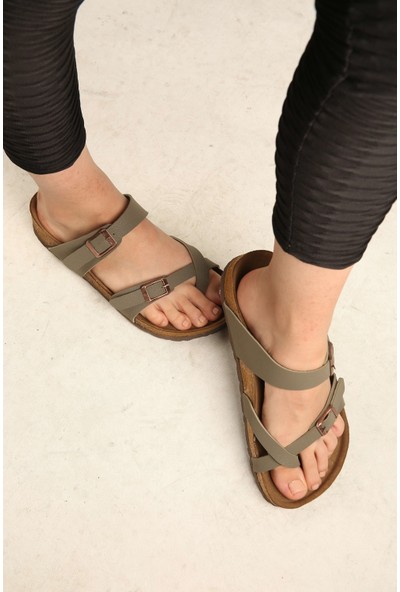 Sivarro Haki Triss Parmak Arası Terlik