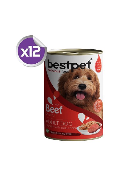 Bestpet Sığır Etli Konserve Yetişkin Köpek Maması 12 x 400 gr Bestpet Sığır Etli Konserve Yetişkin Köpek Maması 12 x 400 gr