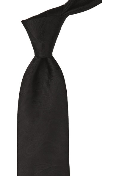 Kravatkolik Siyah Şal Desen Mendilli Klasik Kravat KK9876