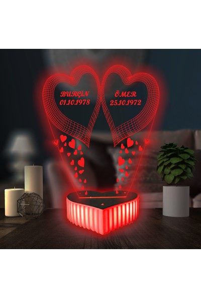 3D Hediye Dünyası Kalpli Sevgilime Özel Hediye 16 Renkli Kumandalı 3D Hediye Dünyası Kalpli Sevgilime Özel Hediye 16 Renkli Kumandalı