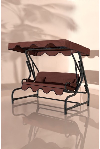 İskele Kiremit 3 Kişilik Bahçe Salıncağı Balkon Teras Salıncak Gümüş