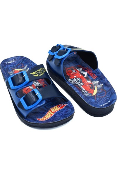 Hot Wheels Arabalar Erkek Çocuk Lacivert Havuz Plaj Terliği