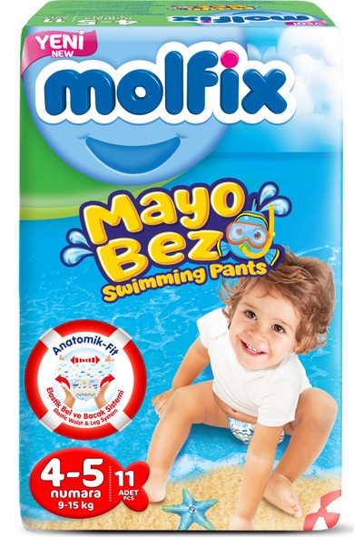 Molfix Mayo Bebek Bezi Swimming Pants 4-5 Beden 11 'li 9-15 kg