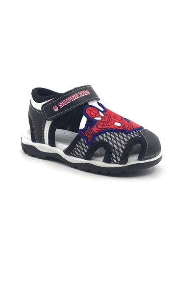 Sema Kids Örümcek Adam Siyah Günlük Erkek Çocuk Cırtlı Sandalet
