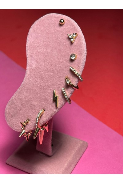 Cute Thing 9 Parça Altın Kaplama Zirkon Taşlı Kıkırdak Küpe Set-Şimşek ve Diken Model-Ear Cuff - Sıkıştırma Set Cute Thing 9 Parça Altın Kaplama Zirkon Taşlı Kıkırdak Küpe Set-Şimşek ve Diken Model-Ear Cuff - Sıkıştırma Set