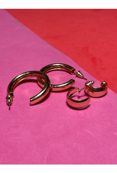 Cute Thing 4 Parça Altın Kaplama Halka Küpe Set