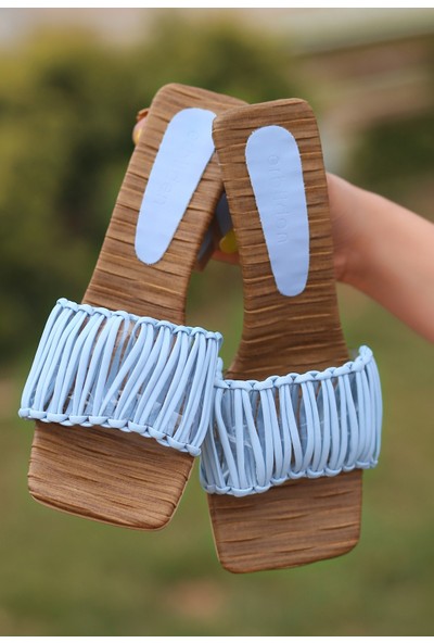 7erbilden Donc Bebe Mavisi Cilt Topuklu Terlik