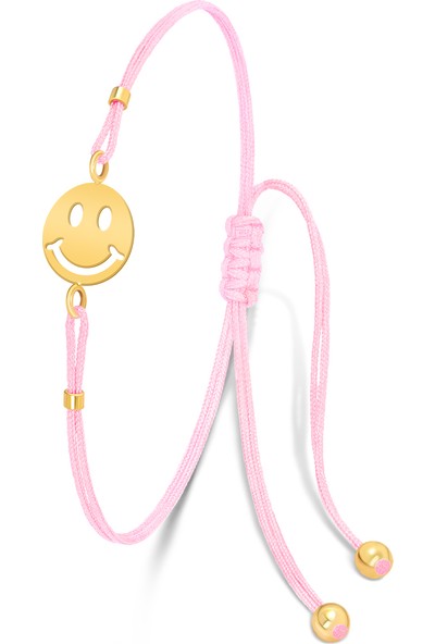 Fay Yamaner 14 Ayar Altın Gülen Yüz Ipli Bileklik