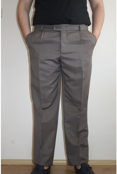 Jack Paul Erkek Klasik Kesim Pileli Açık Kahverengi Kumaş Pantolon