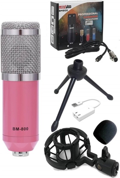 Lastvoice BM800PINK Pembe Condenser Stüdyo Mikrofon Seti (Mini Stand + 7.1 Ses Kartı) Lastvoice BM800PINK Pembe Condenser Stüdyo Mikrofon Seti (Mini Stand + 7.1 Ses Kartı)