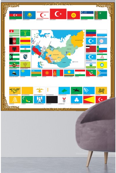 Evbuya Türk Dünyası Haritası Statik Kağıt Evbuya Türk Dünyası Haritası Statik Kağıt