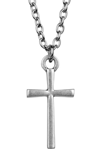 Bu Farklı Haç Kolye Erkek Kadın Antik Gümüş Kaplama 60 cm Zincir