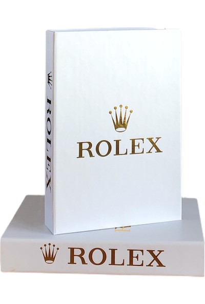 Yedi Home&Decor Dekoratif Kitap Kutu Rolex Logo Beyaz Altın Hediyelik Obje Yedi Home&Decor Dekoratif Kitap Kutu Rolex Logo Beyaz Altın Hediyelik Obje