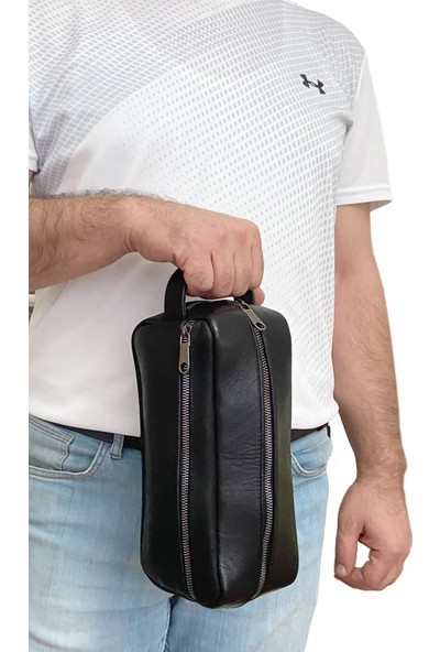 Lederax Deri Makyaj Çantası Asker ve Tıraş Çantası