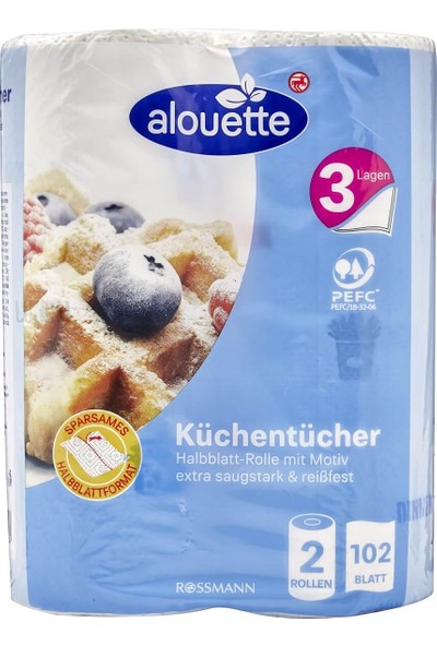 Alouette Kağıt Havlu 2 x 51 3 Katlı Motifli - 2 Rulo