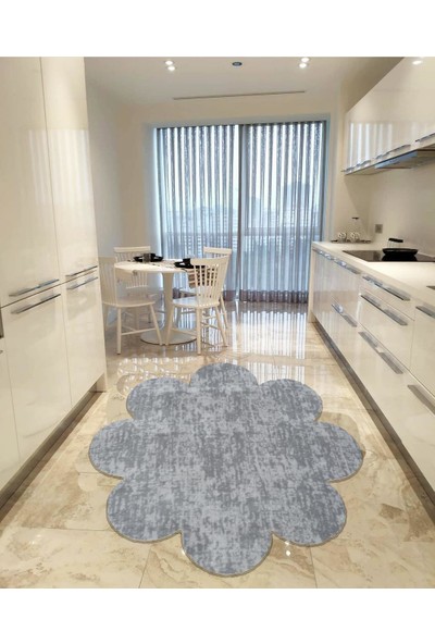 Balat Halı Dekoratif Desenlı Açık Gri Peluş Papatya Desen Halı Balat Halı Dekoratif Desenlı Açık Gri Peluş Papatya Desen Halı
