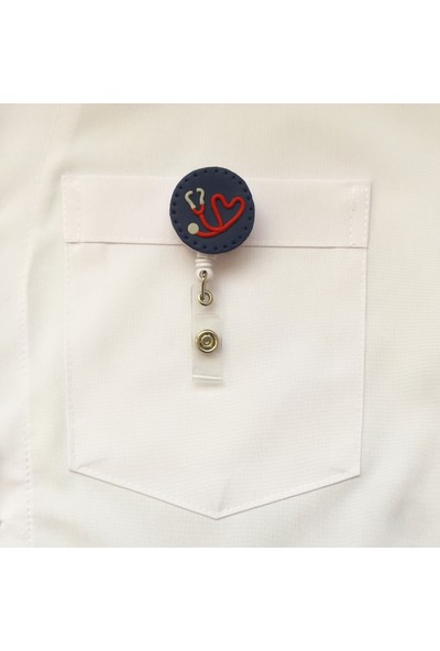 Akça Medikal Lacivert Zeminde Kırmızı Stetoskoplu Yoyo