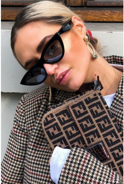 Hane14 Shades Siyah Degrade Camlı Cat Eye Güneş Gözlüğü Siyah