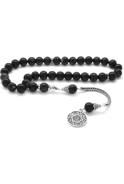 Hepnaturel 925 Ayar Gümüş Kral Püsküllü Küre Kesim Süleyman Akiği Doğaltaş Tesbih