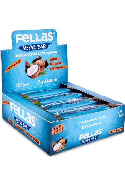 Fellas Meyve Bar - Hindistan Cevizi ve Chia 40 gr x 12 Adet Fellas Meyve Bar - Hindistan Cevizi ve Chia 40 gr x 12 Adet