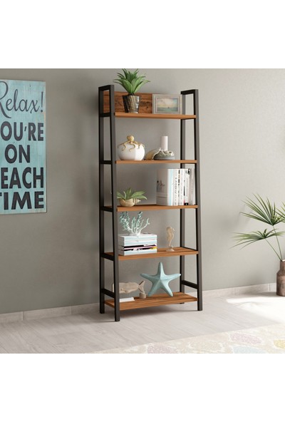 HepsiHome Horizon Metalli Dekoratif 5 Raflı Kitaplık