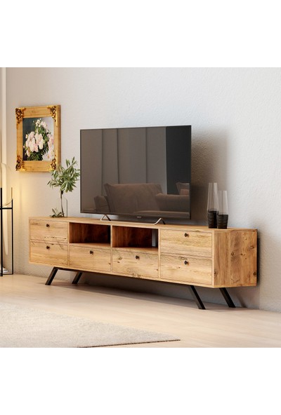 HepsiHome Barillo 6 Kapaklı 2 Bölmeli 180 cm Tv Sehpası