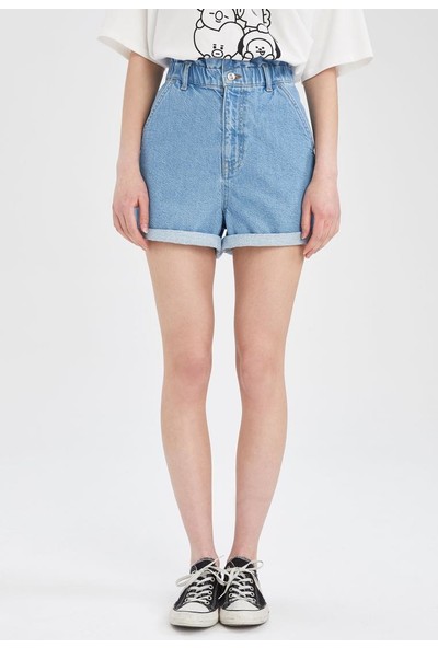 DeFacto Paperbag Yüksek Belli Relax Fit Mini Jean Şort U3023AZ21SM DeFacto Paperbag Yüksek Belli Relax Fit Mini Jean Şort U3023AZ21SM